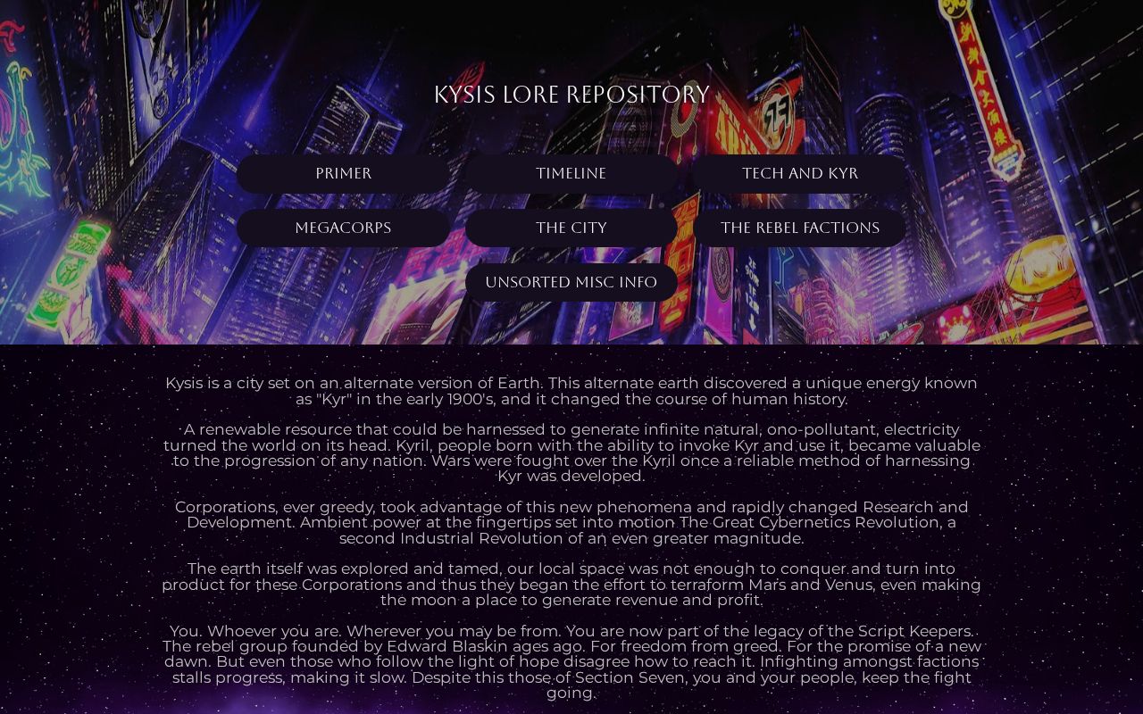 Kysis Lore Repository
